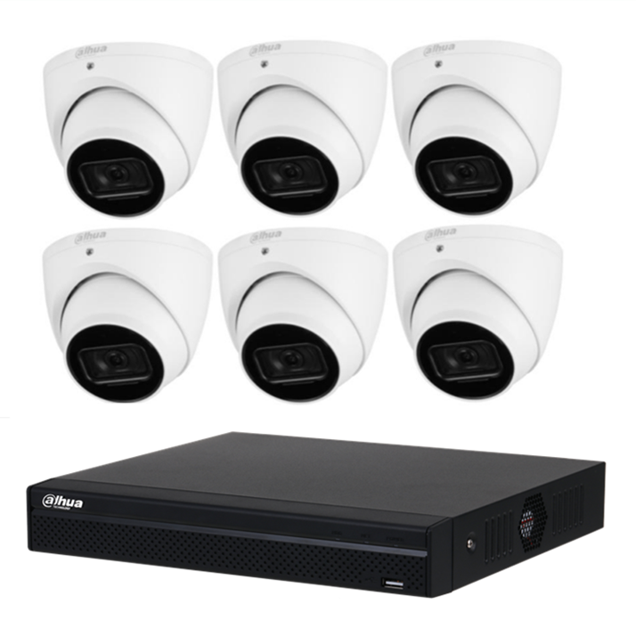 Dahua 8MP 8 Channel NVR Security 6 Camera KIT Turret DH-IPC-HDW3866EMP ...