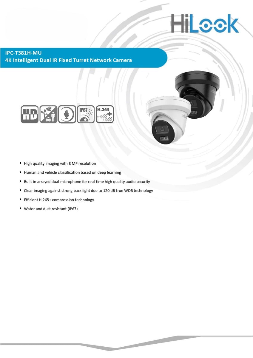 HiLook 8MP 8 Channel NVR Security 6 Camera KIT Turret IPC-T381H-MU ...