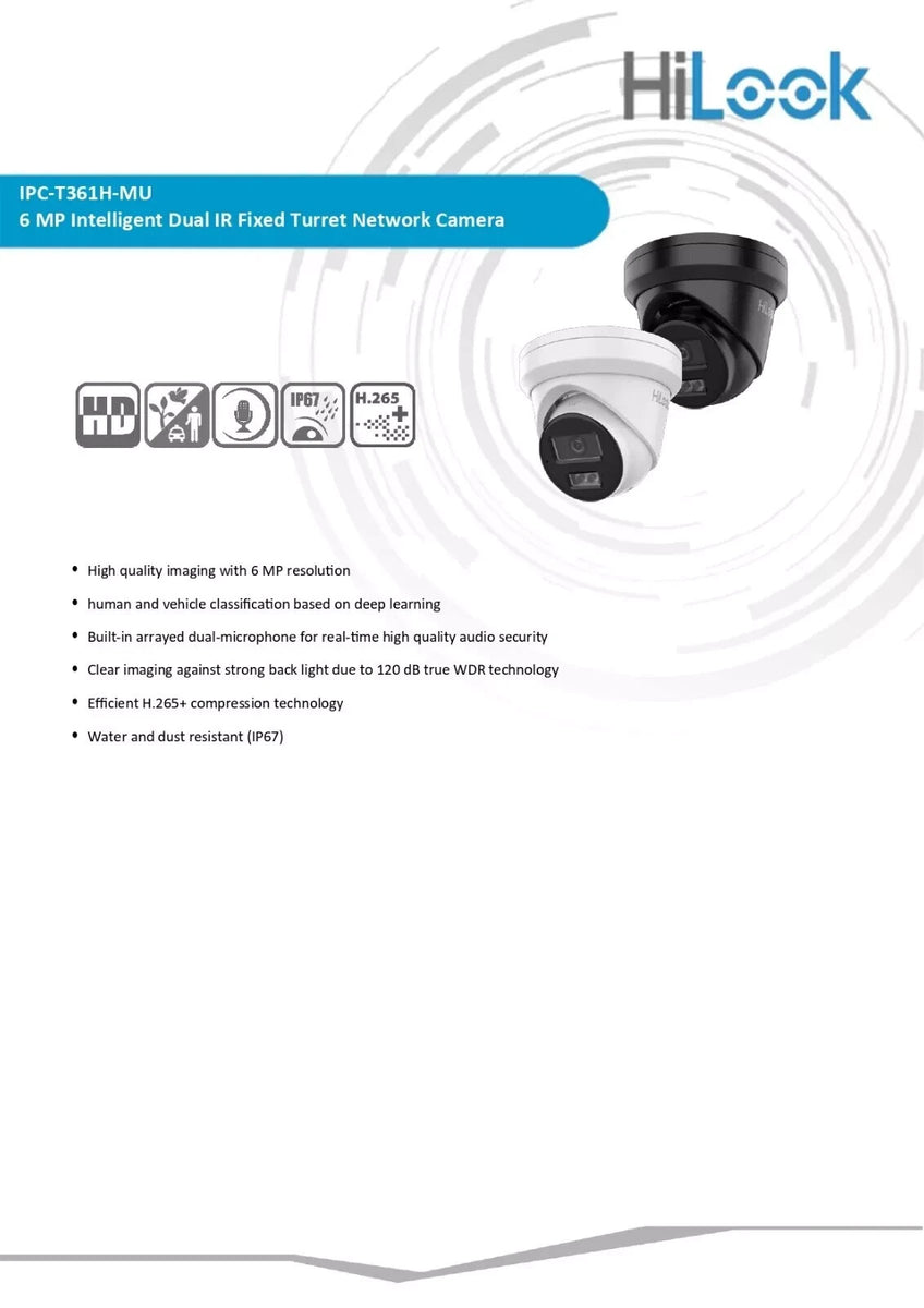 HiLook 6MP 4CH NVR Security 2 Camera Kit with AI IntelliSense-IPC-T269 ...