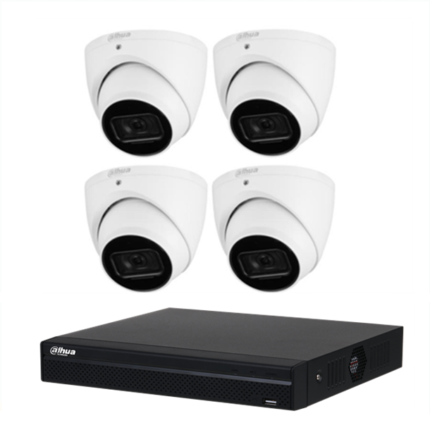 Dahua 8MP 4 Channel NVR Security 4 Camera KIT Turret DH-IPC-HDW3866EMP ...
